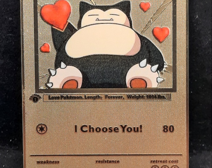 Snorlax I Choose You Romantic Gift Gold Metal Pokemon Card - Etsy
