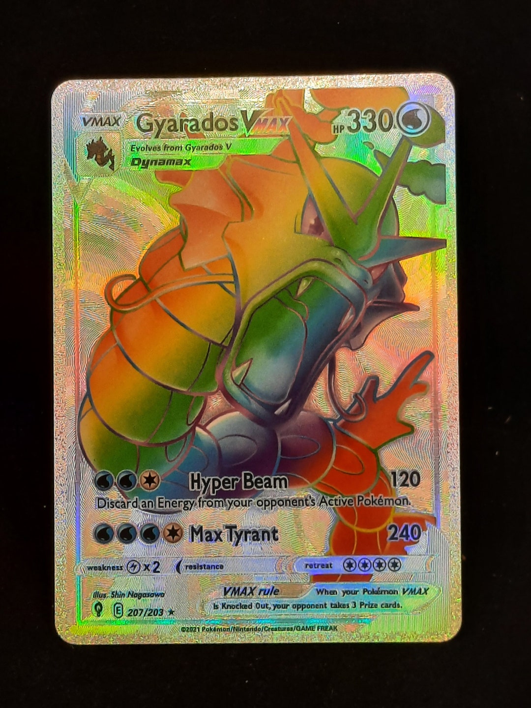 Gyarados VMAX Rainbow Shiny Holographic UV Printed Plastic Card - Etsy