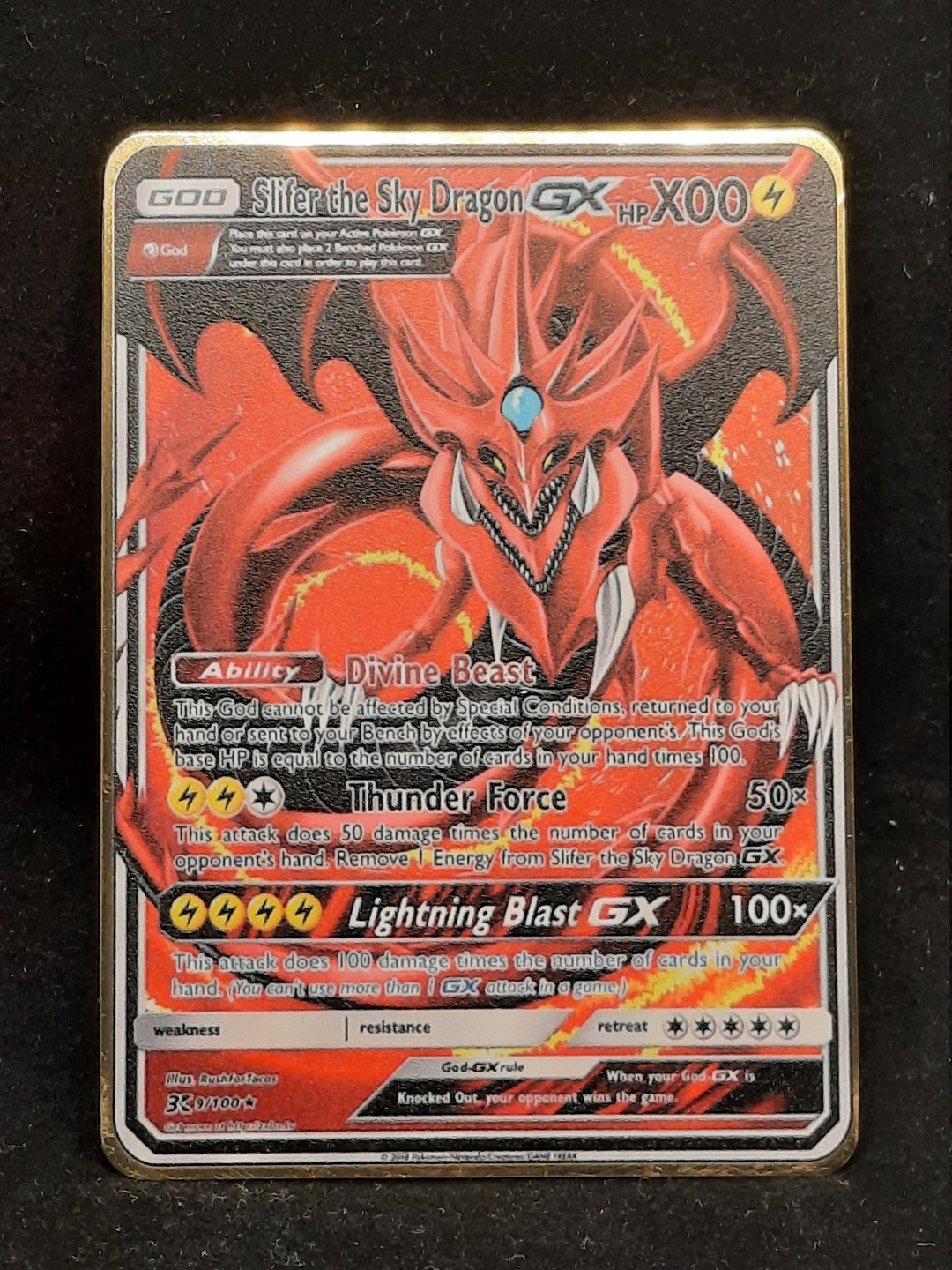 Slifer the Sky Dragon GX Gold Metal Yugioh Pokemon Card - Etsy