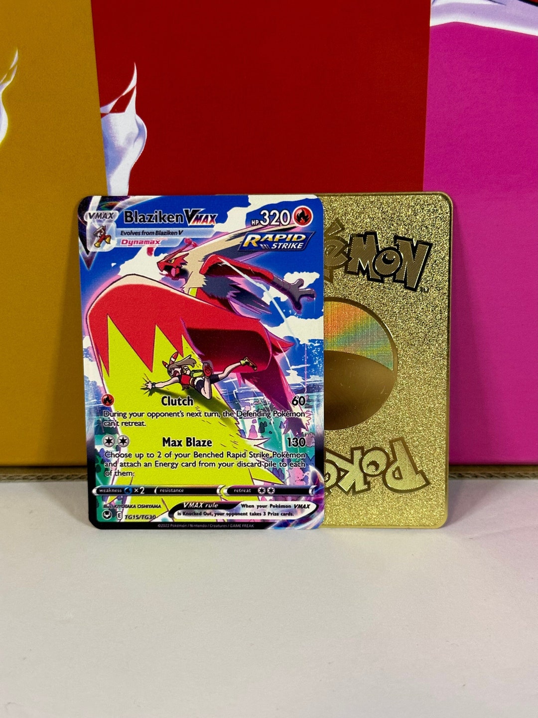 Blaziken VMAX Trainer Gallery Gold Metal Pokemon Card - Etsy