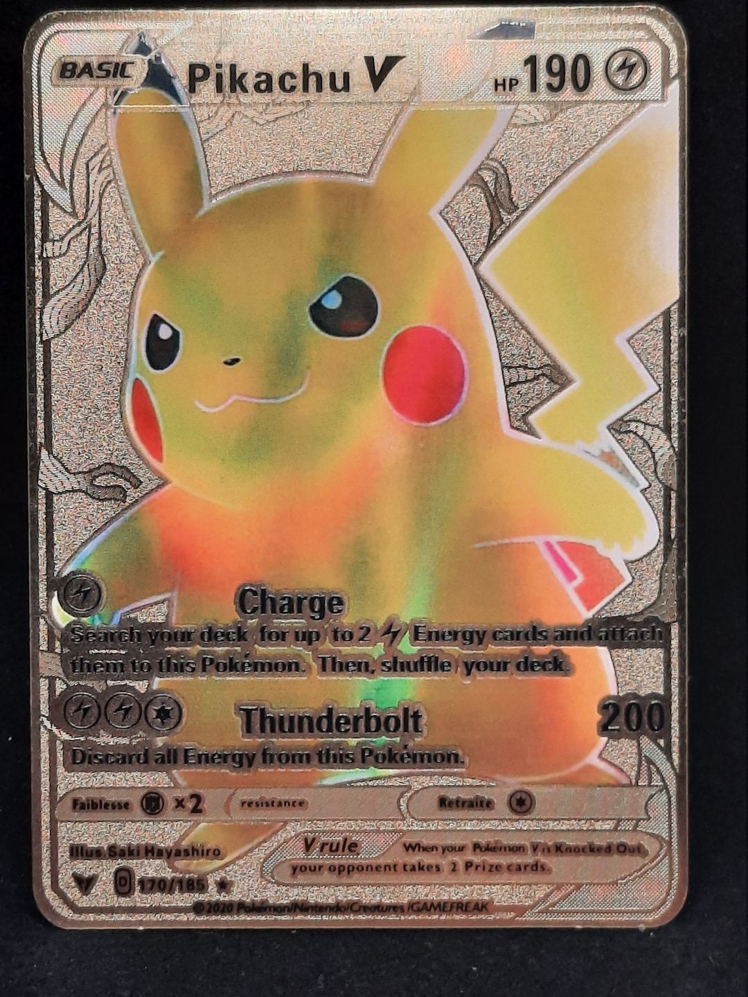 Pikachu V Full Art Gold Metal Pokemon Card - Etsy