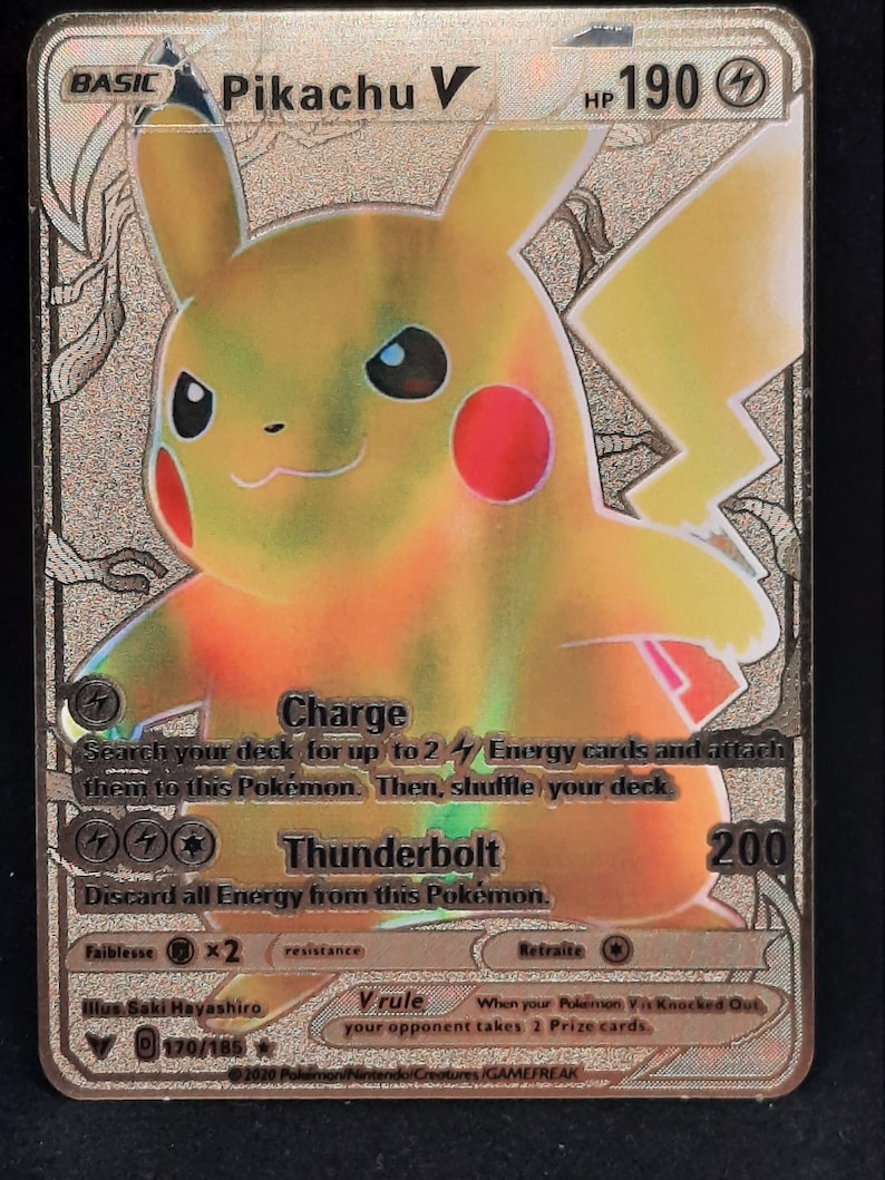 Pikachu V Full Art Gold Metal Pokemon Card - Etsy Canada