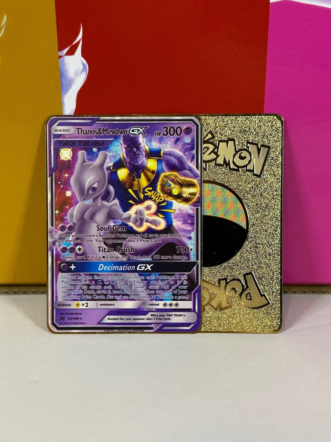 Thanos & Mewtwo GX Tag Team Gold Metal Pokemon Card - Etsy