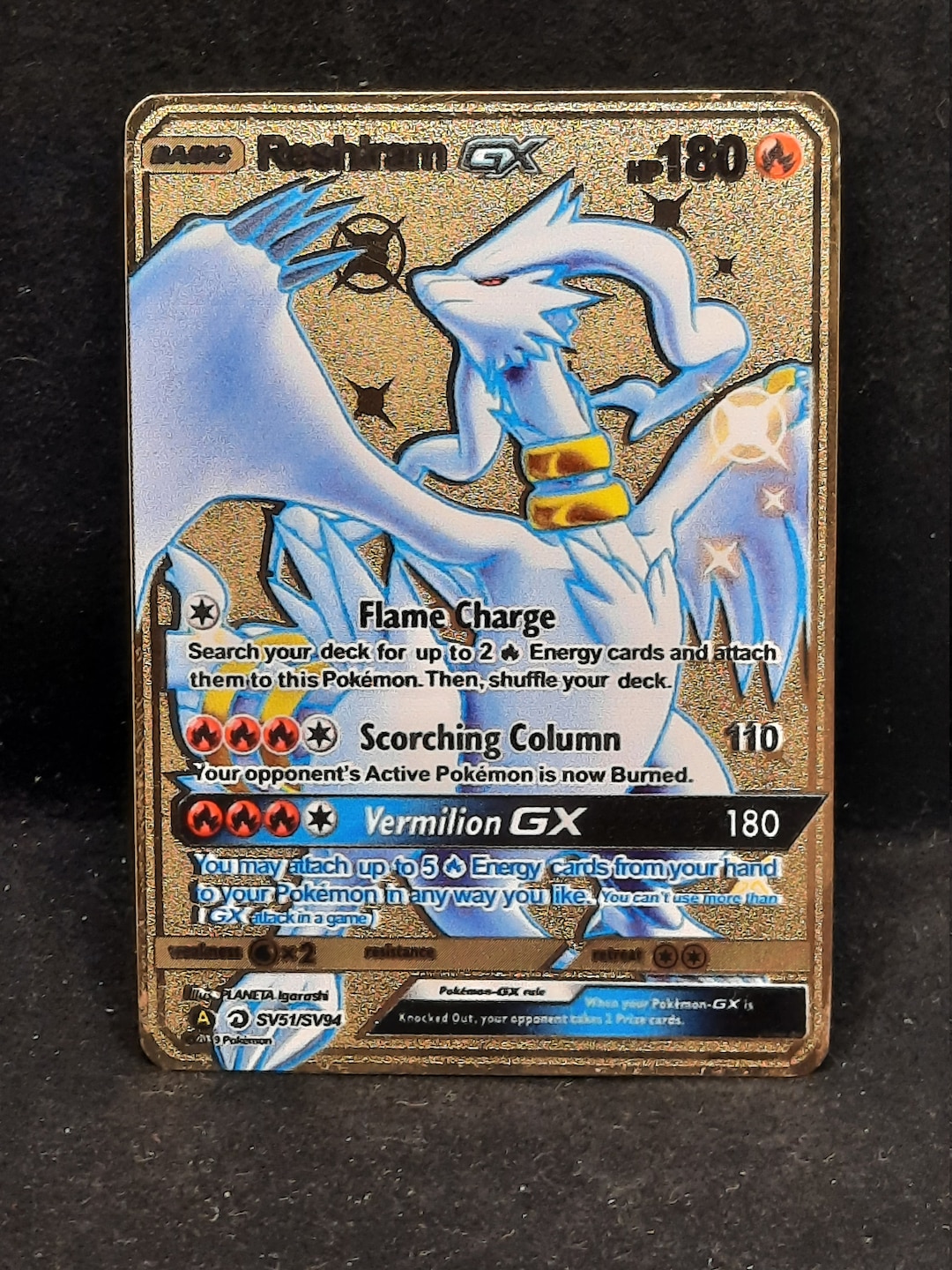 Reshiram GX Shiny Gold Metal Pokemon Card - Etsy