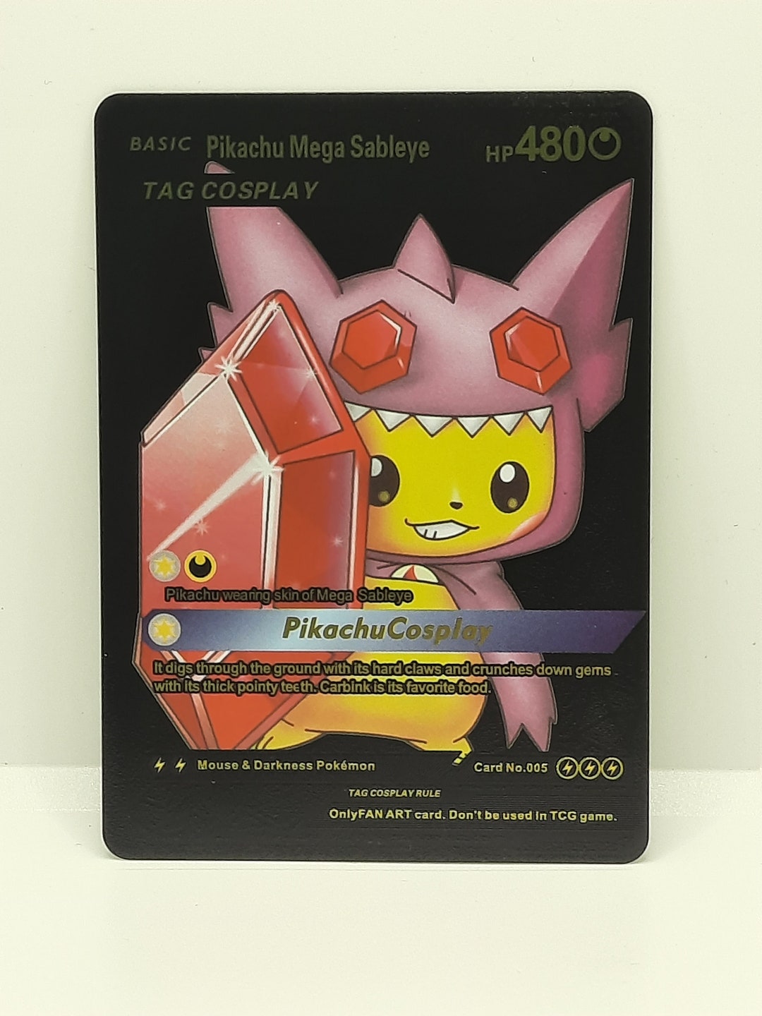 Cosplay Pikachu Mega Sableye Plastic Black UV Printed Pokemon Card - Etsy