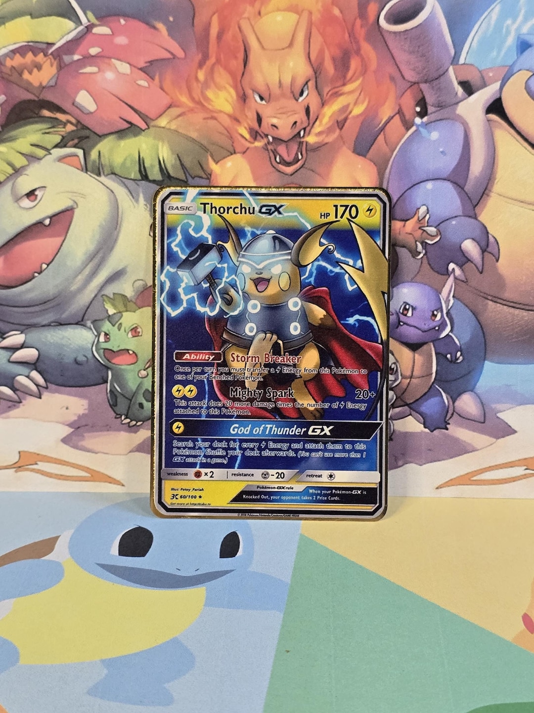 Raichu GX Thorchu GX Raichu & Thor Gold Metal Pokemon Marvel Card ...