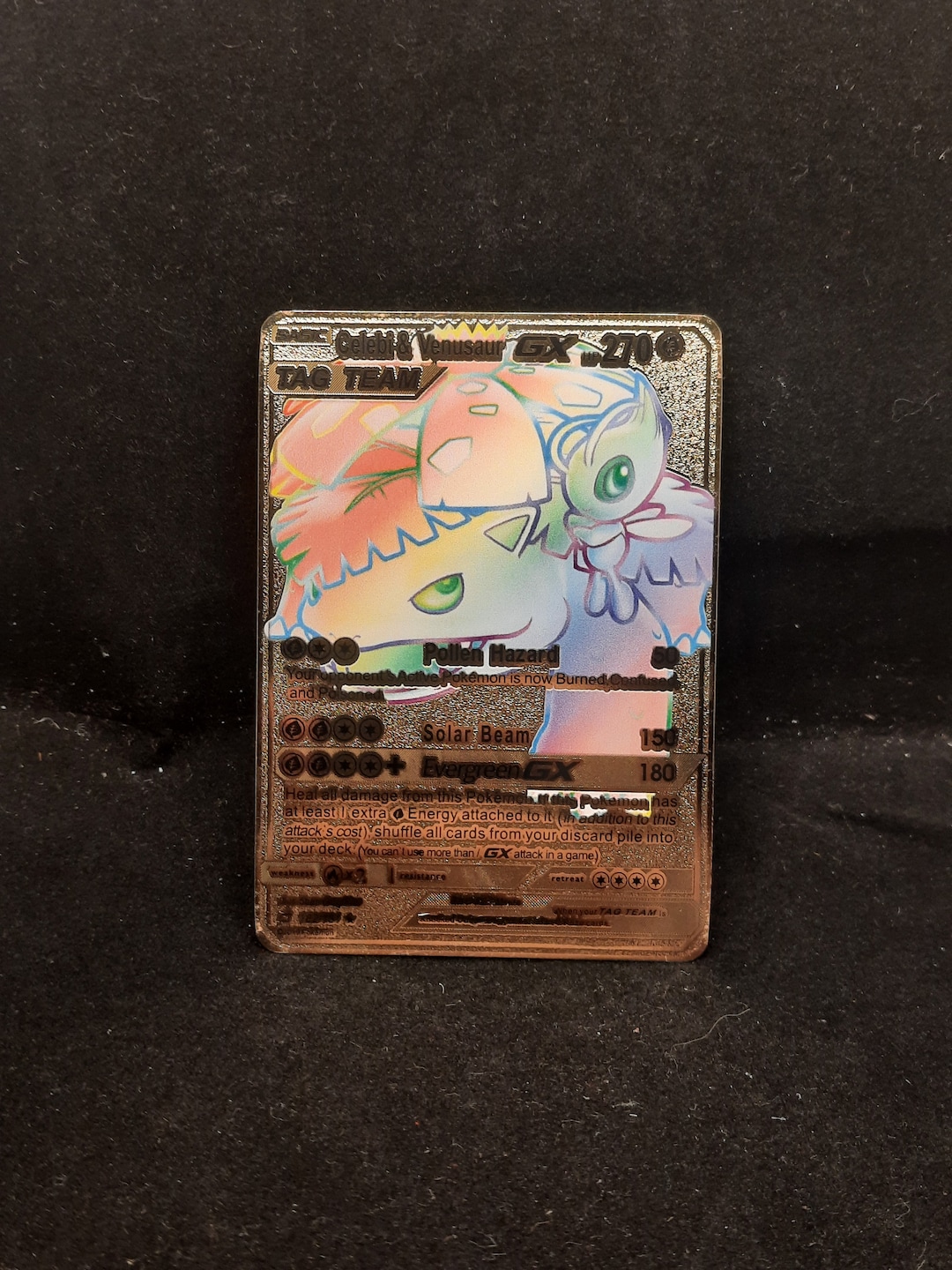 Celebi & Venusaur GX Rainbow Gold Metal Pokemon Card - Etsy