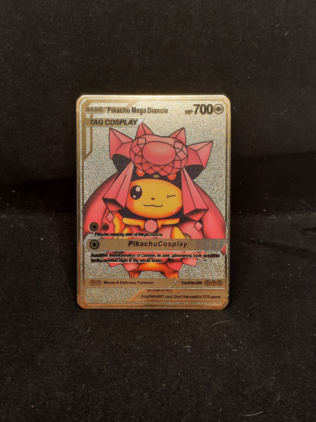 Pikachu Cosplay Mega Diancie Gold Metal Pokemon Card - Etsy