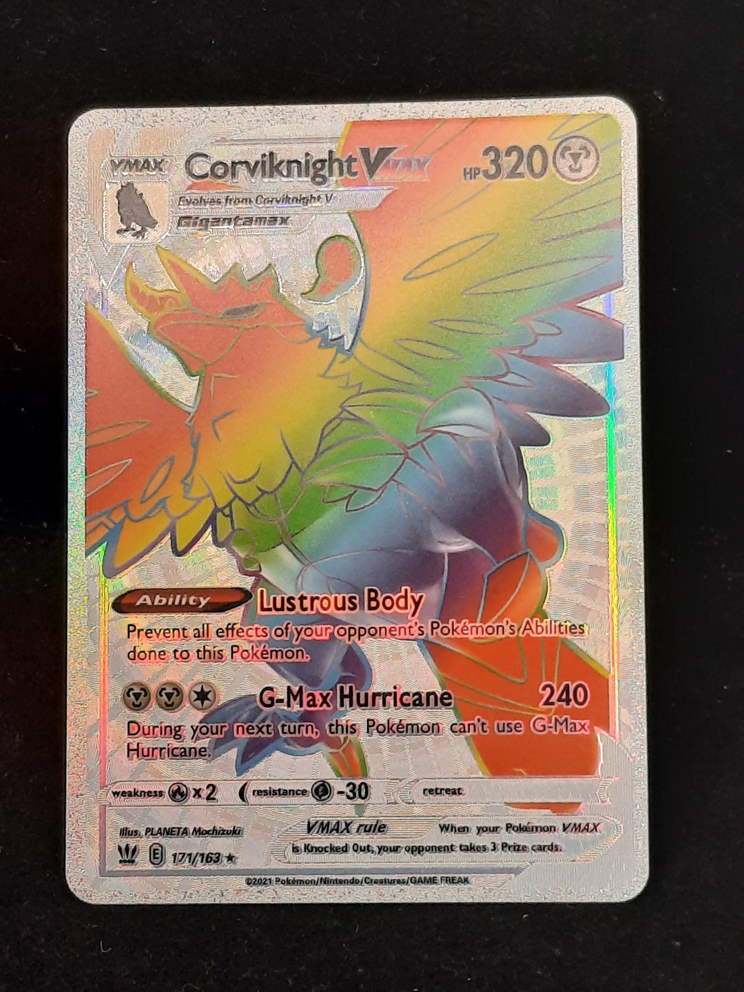 Corviknight VMAX Rainbow Shiny Holographic UV Printed Plastic Card - Etsy