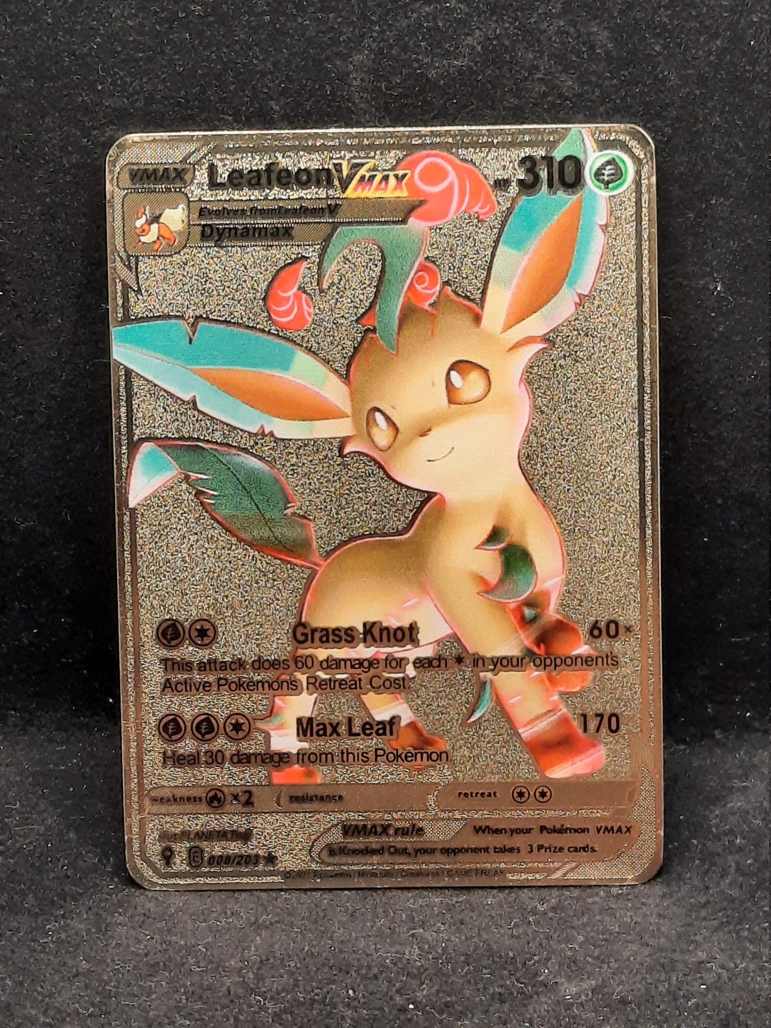 Leafeon VMAX Gold Metal Pokemon Card - Etsy
