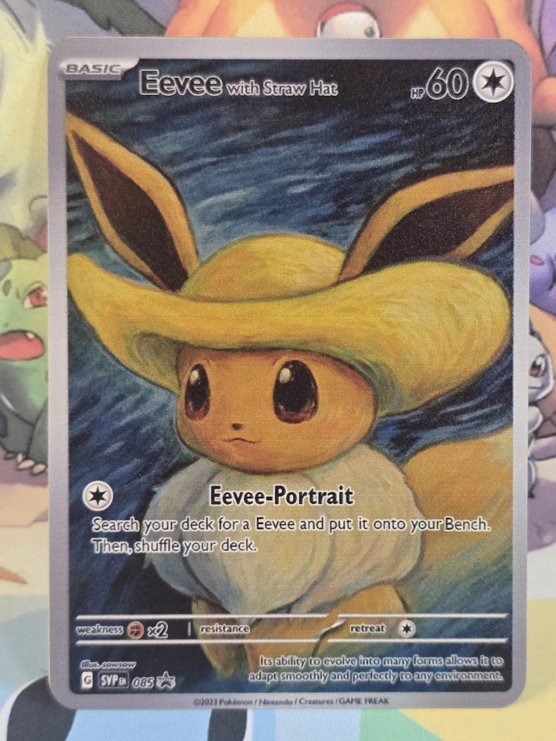 Eevee With Straw Hat Gold Metal Pokemon Card Van Gogh - Etsy