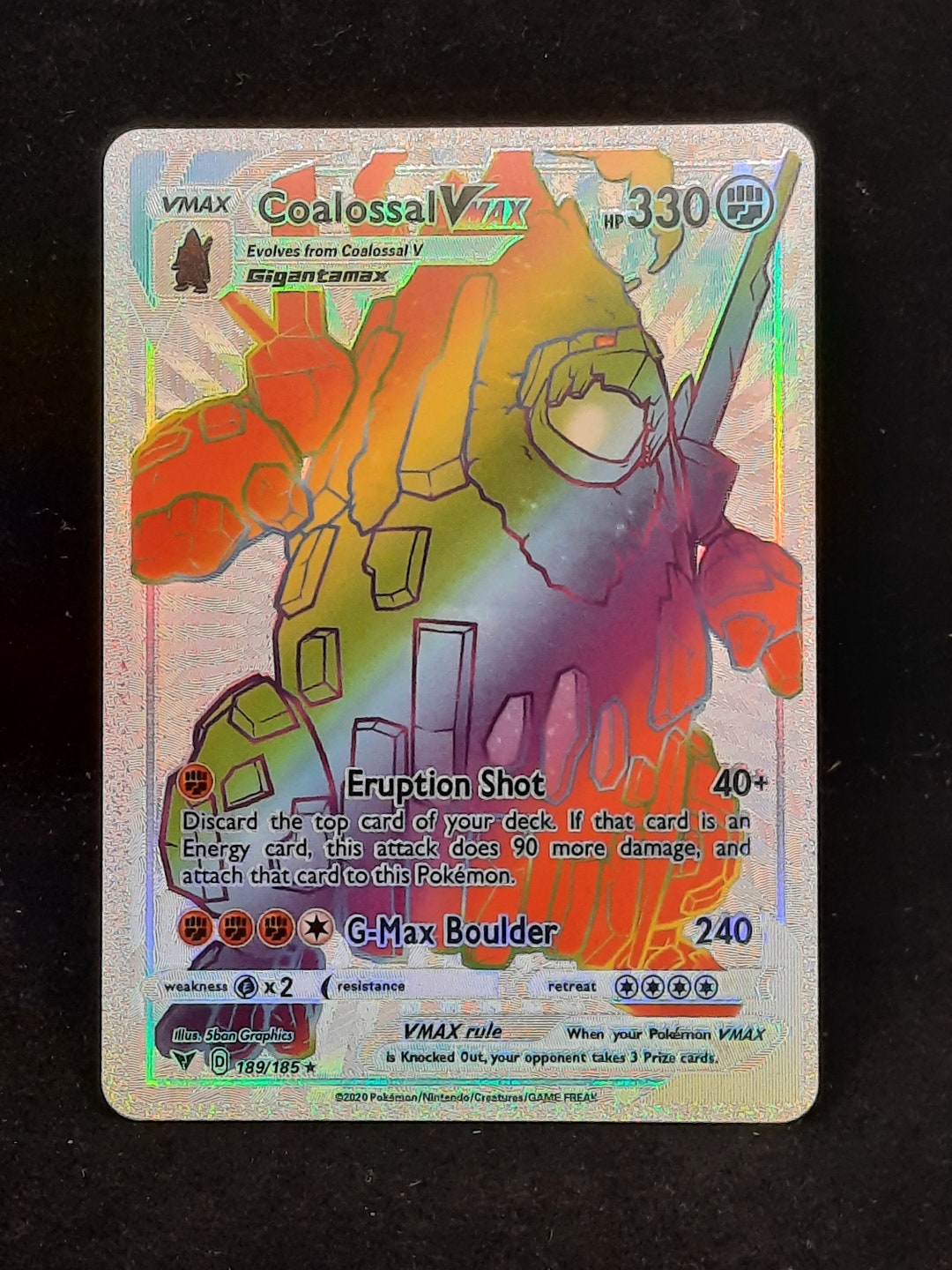 Coalossal VMAX Rainbow Shiny Holographic UV Printed Plastic Card - Etsy