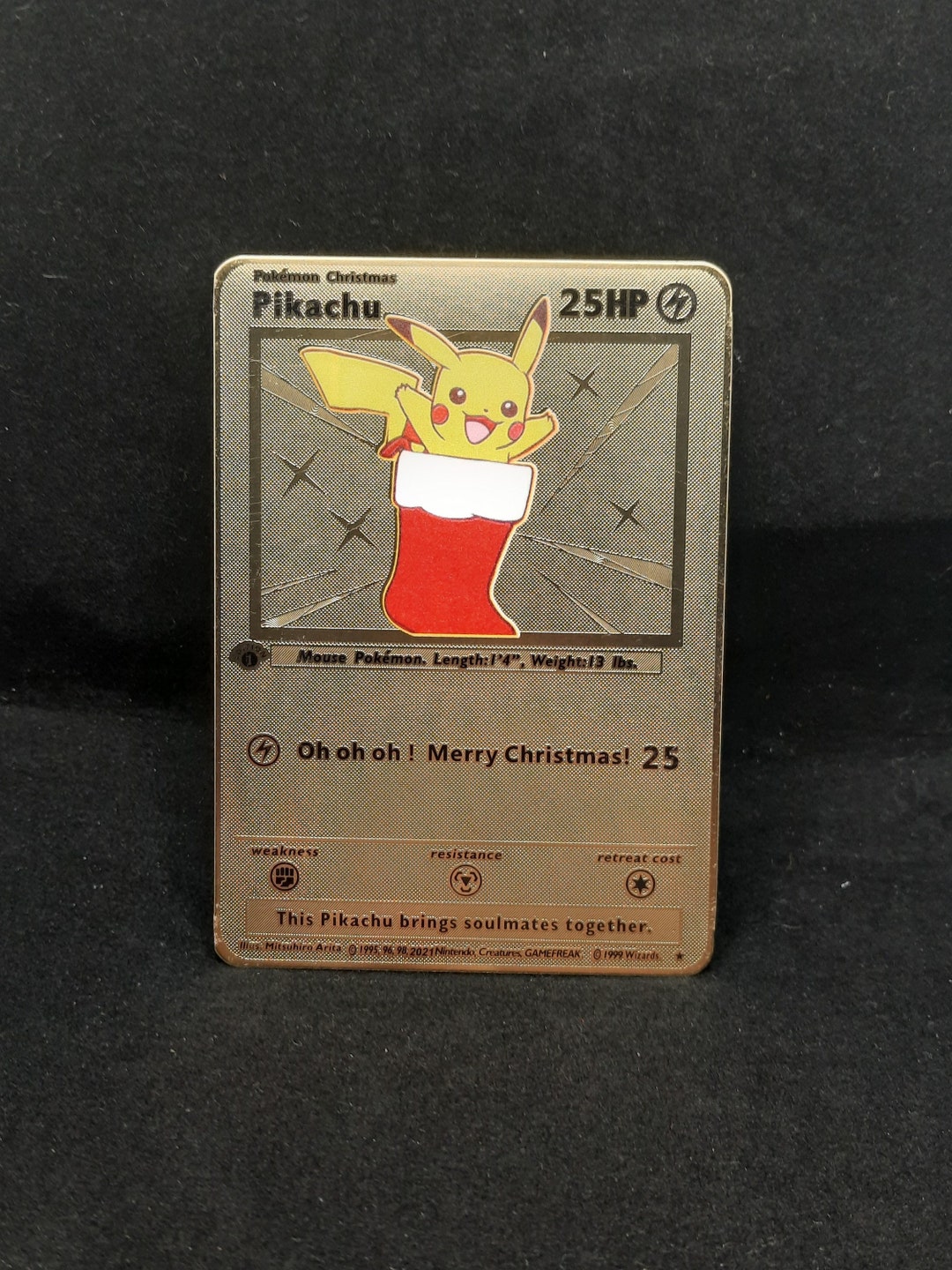 Pikachu Merry Christmas Style #2 Gold Metal Pokemon Card - Etsy