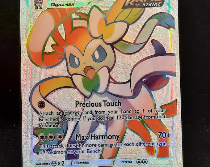 Sylveon VMAX Rainbow Shiny Holographic UV Printed Plastic Card - Etsy