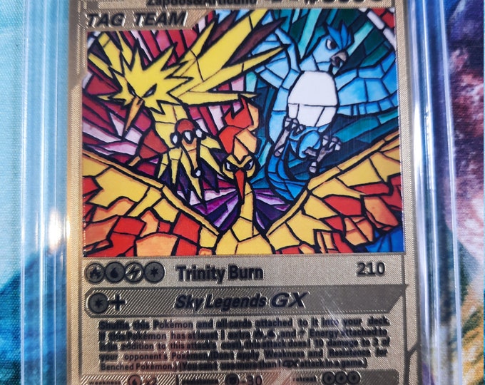 Moltres, Zapdos & Articuno GX Stained Glass Gold Metal Pokemon Card - Etsy