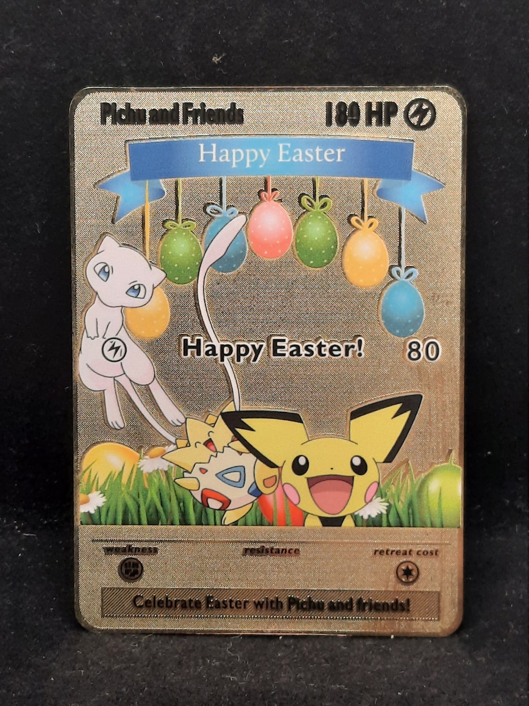 Pichu and Friends Happy Easter! Gold Metal Pokemon Card - Etsy