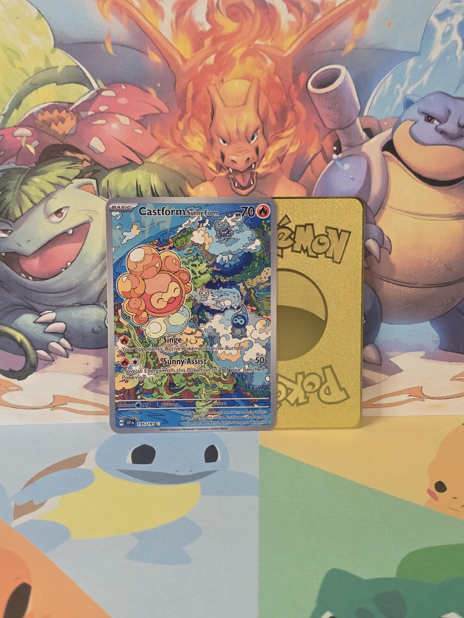 Castform Sunny Form Surging Sparks IR Full Art Gold Metal Pokemon Card ...