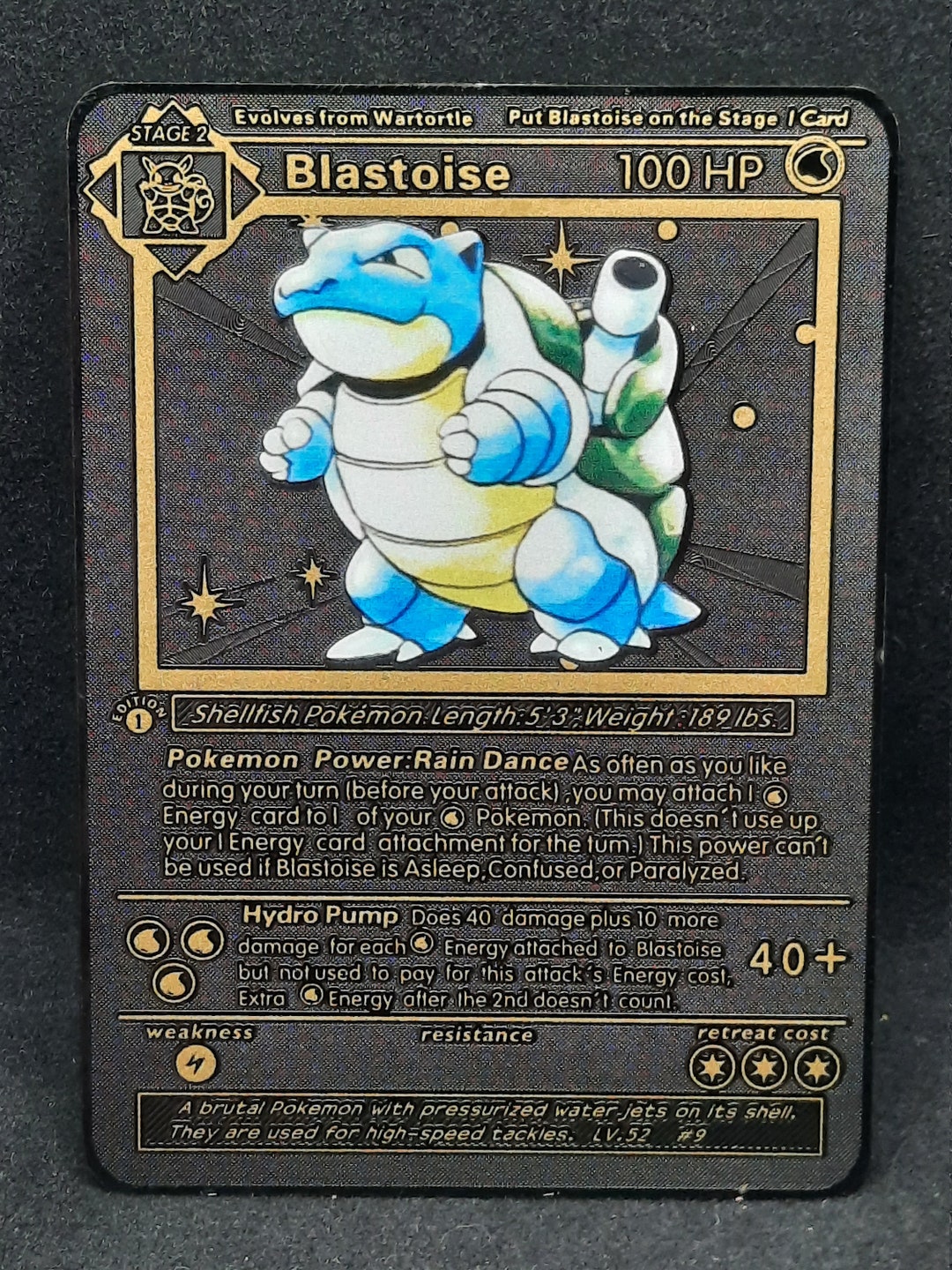 Blastoise 1st Edition Base Set Black Gold Metal Pokemon Card - Etsy
