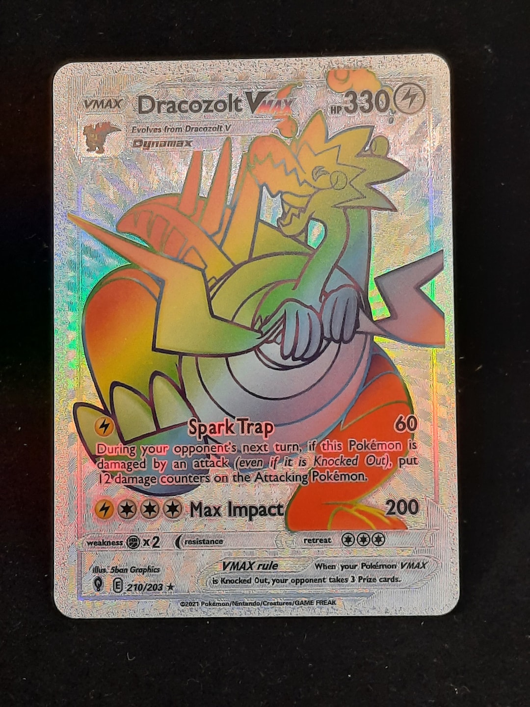 Dracozolt VMAX Rainbow Shiny Holographic UV Printed Plastic Card - Etsy