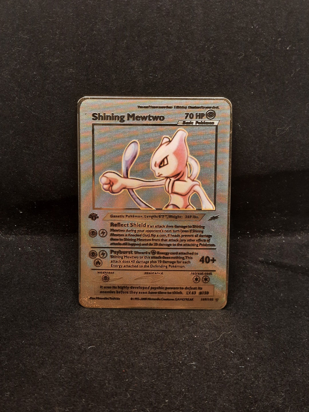 Shining Mewtwo Neo Destiny 1st Edition Gold Metal Pokemon Card - Etsy