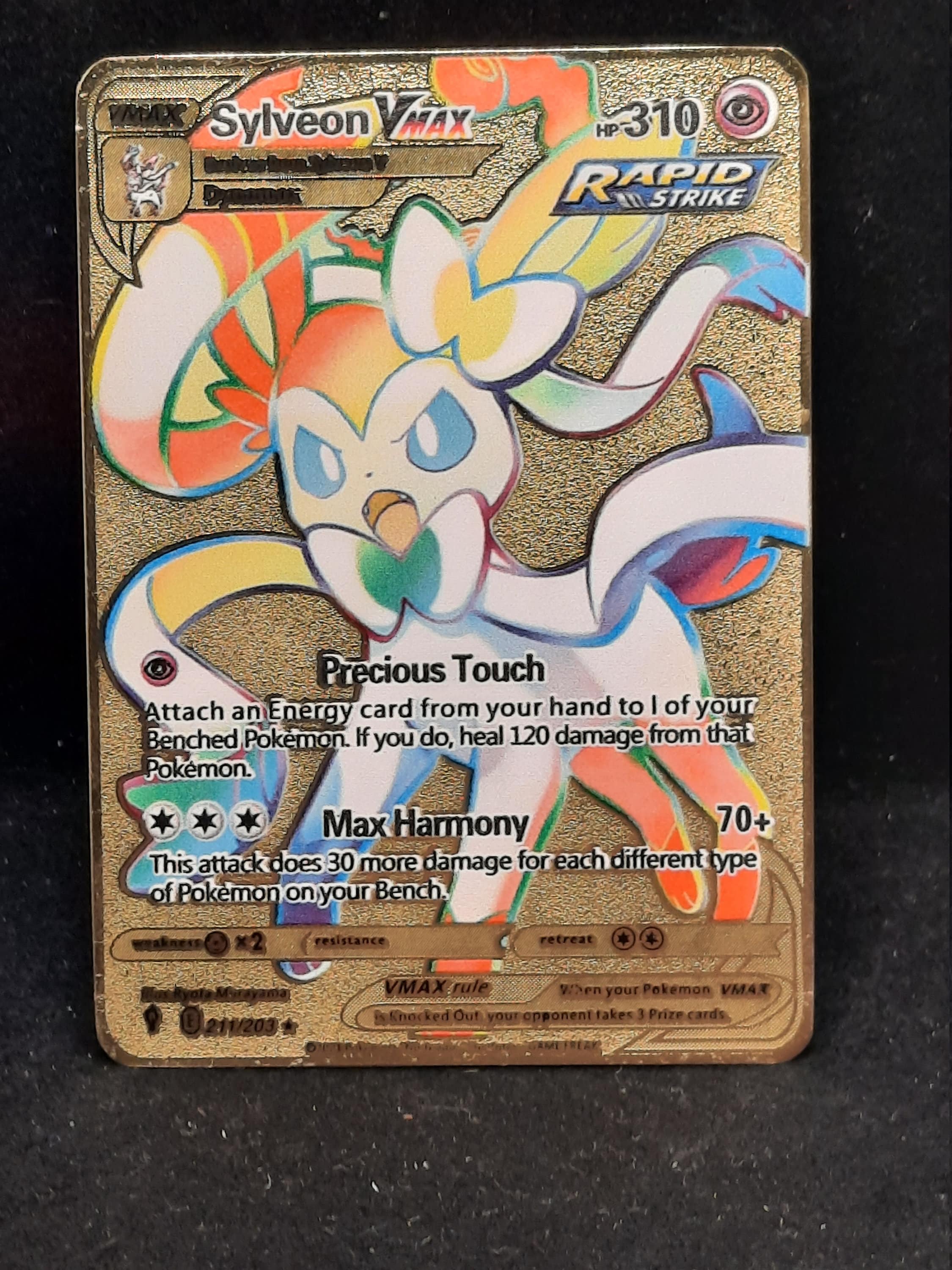 Sylveon VMAX Rainbow Gold Metal Pokemon Card | Etsy