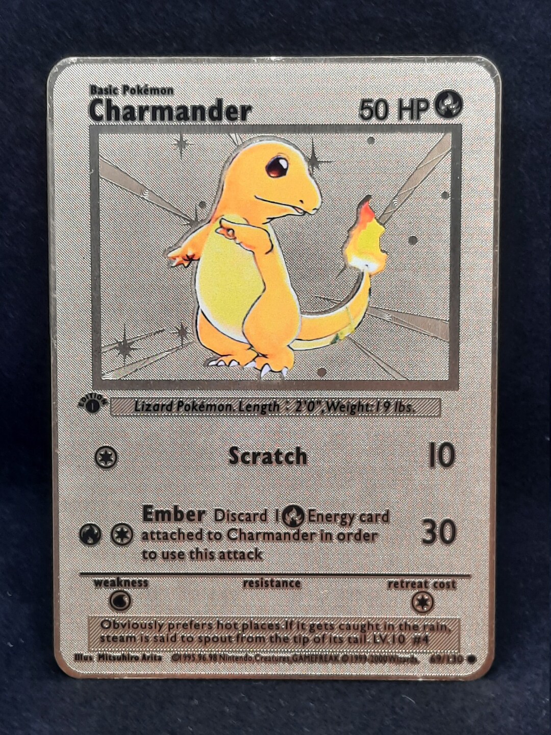 Charmander Base Set 1st Edition Base Set Gold Metal Pokemon Card - Etsy
