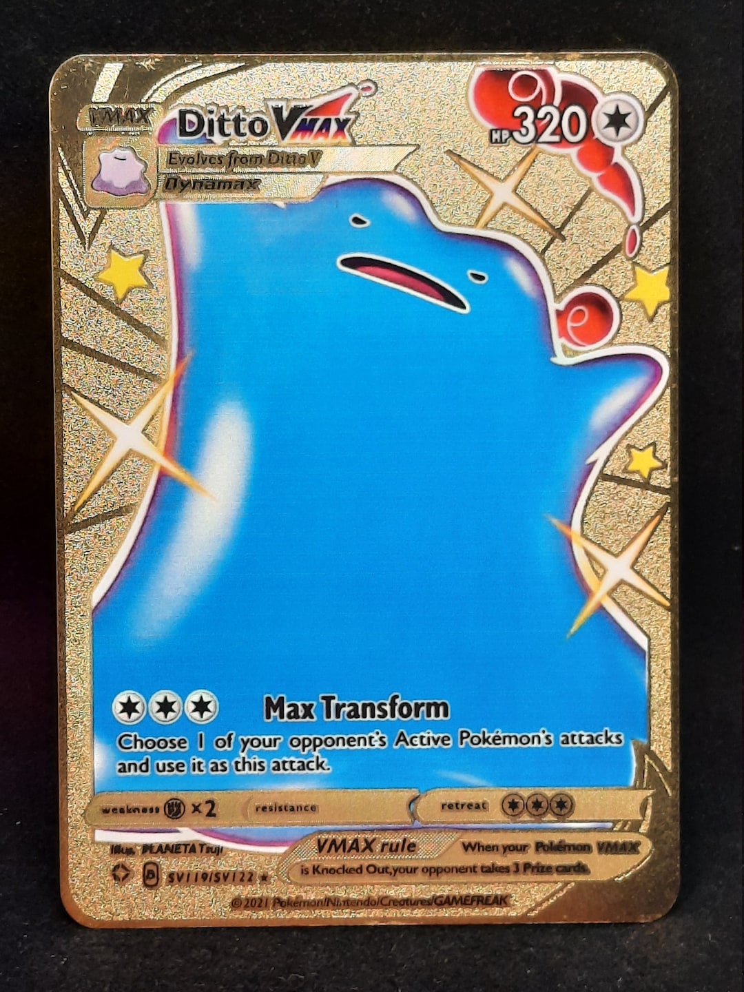 Ditto VMAX Shiny Gold Metal Pokemon Card - Etsy