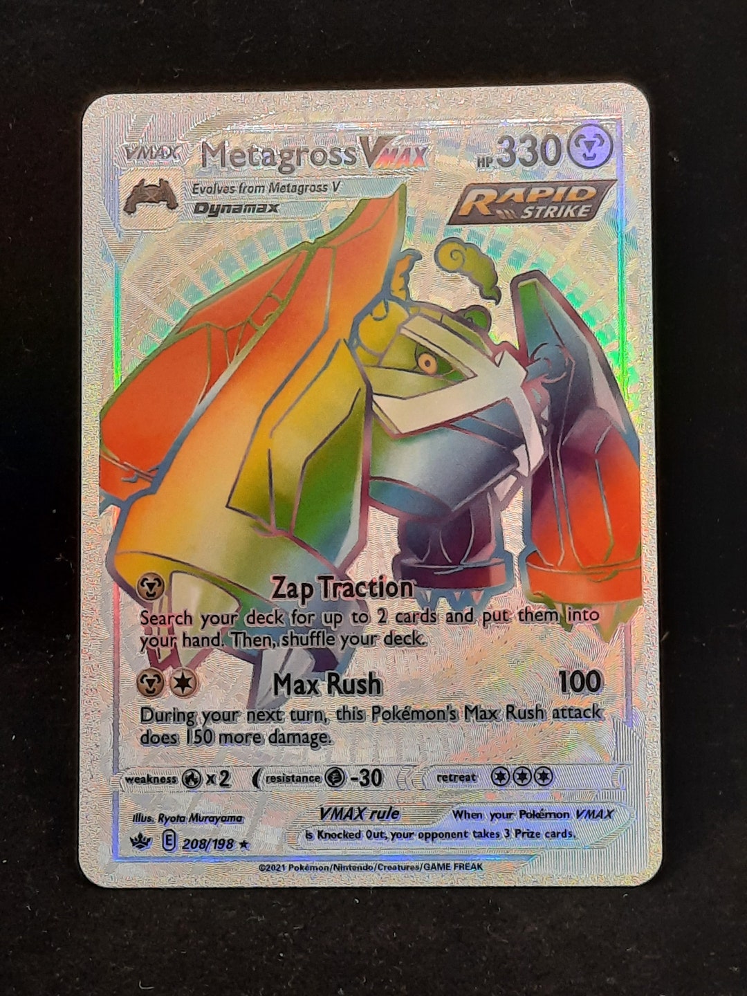 Metagross VMAX Rainbow Shiny Holographic UV Printed Plastic Card - Etsy