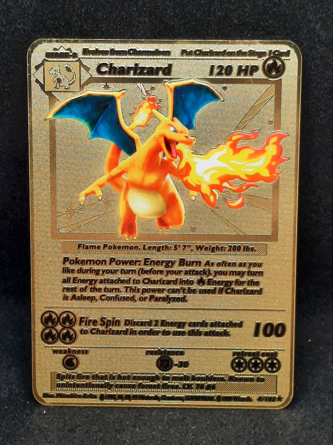 Charizard Base Set Alt Art #1 Gold Metal Pokemon Card - Etsy