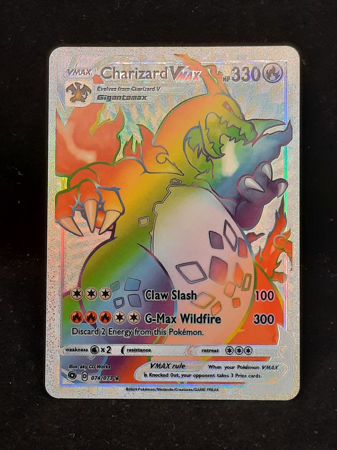 Charizard VMAX Rainbow Shiny Holographic UV Printed Plastic Card - Etsy