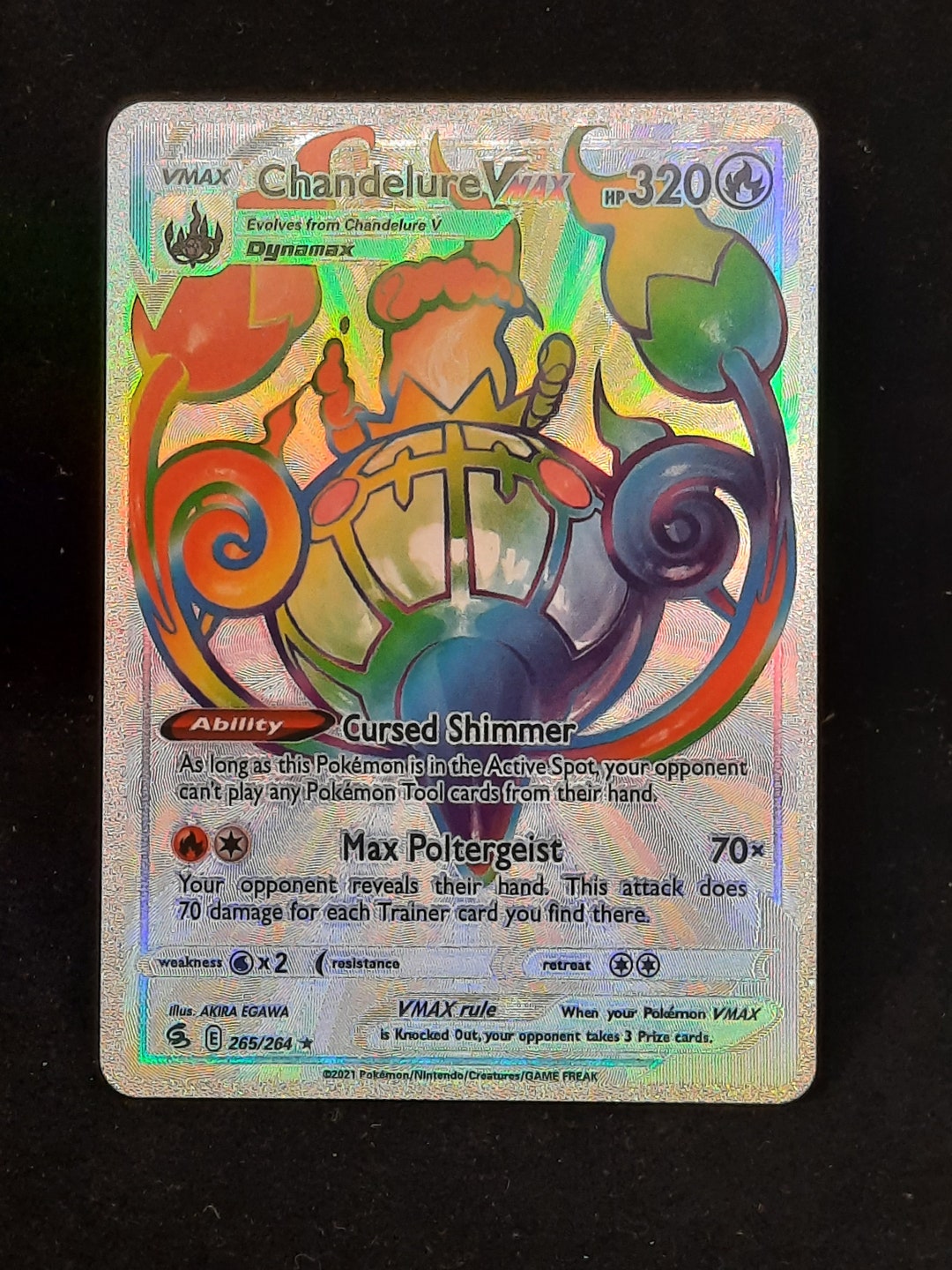 Chandelure VMAX Rainbow Shiny Holographic UV Printed Plastic Card - Etsy