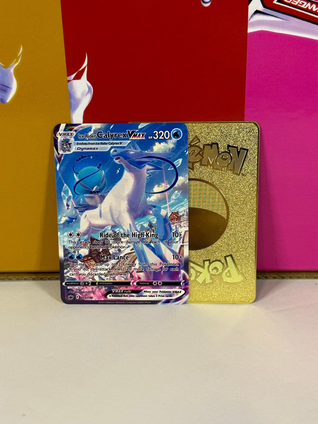 Ice Rider Calyrex VMAX Full Art Gold Metal Pokemon Card - Etsy
