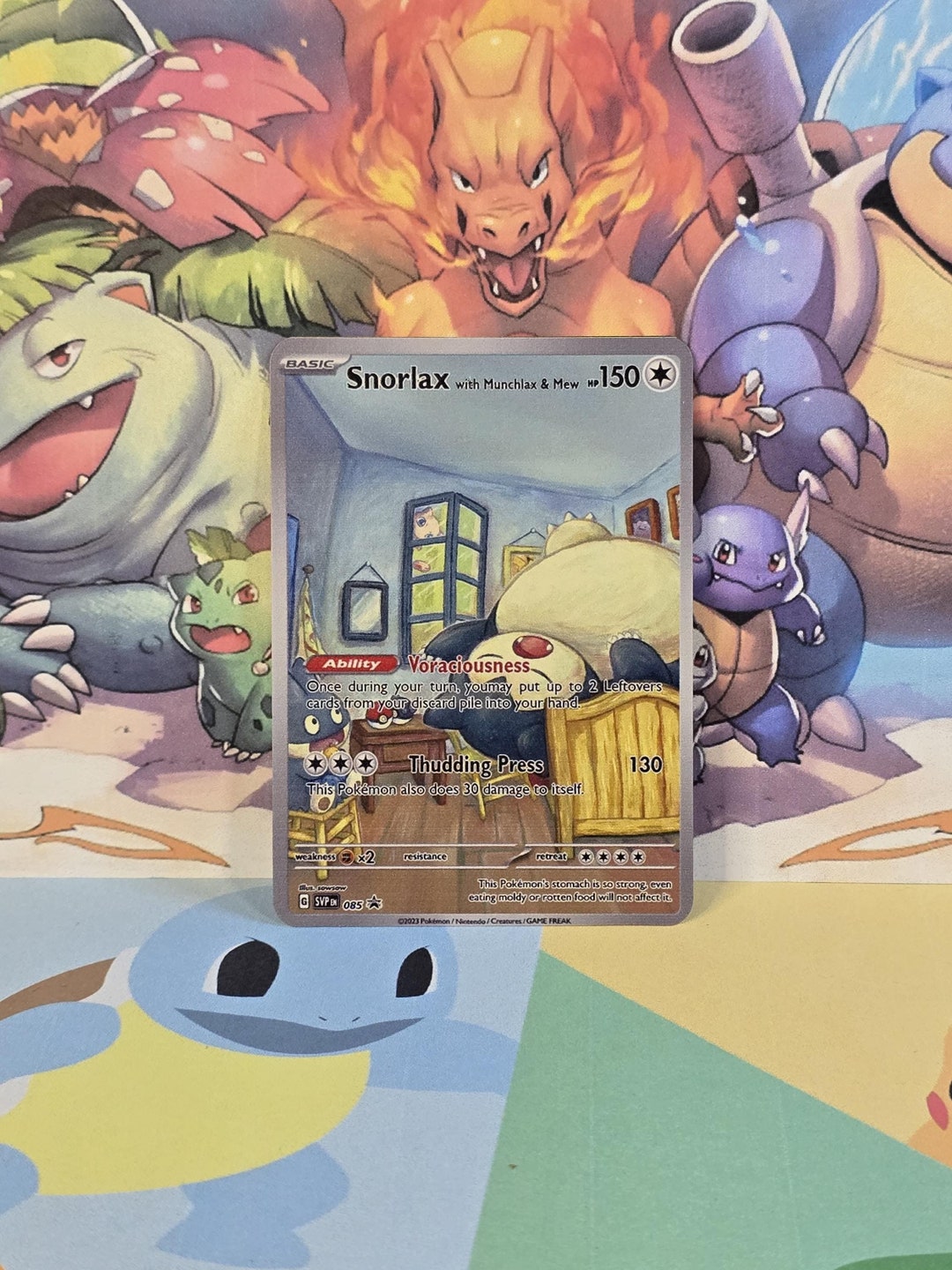 Snorlax With Munchlax & Mew Tag Team Gold Metal Pokemon Card Van Gogh ...
