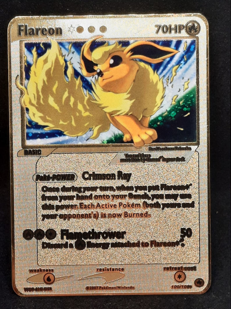 Flareon Star Gold Metal Pokemon Card - Etsy