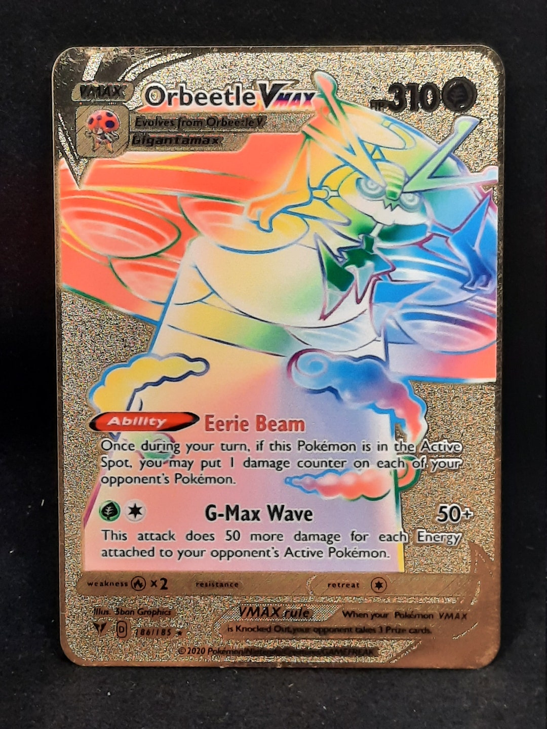 Orbeetle VMAX Rainbow Gold Metal Pokemon Card - Etsy