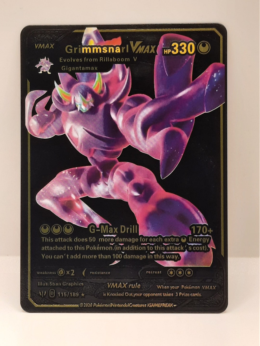 Grimmsnarl VMAX Plastic Black UV Printed Pokemon Card - Etsy