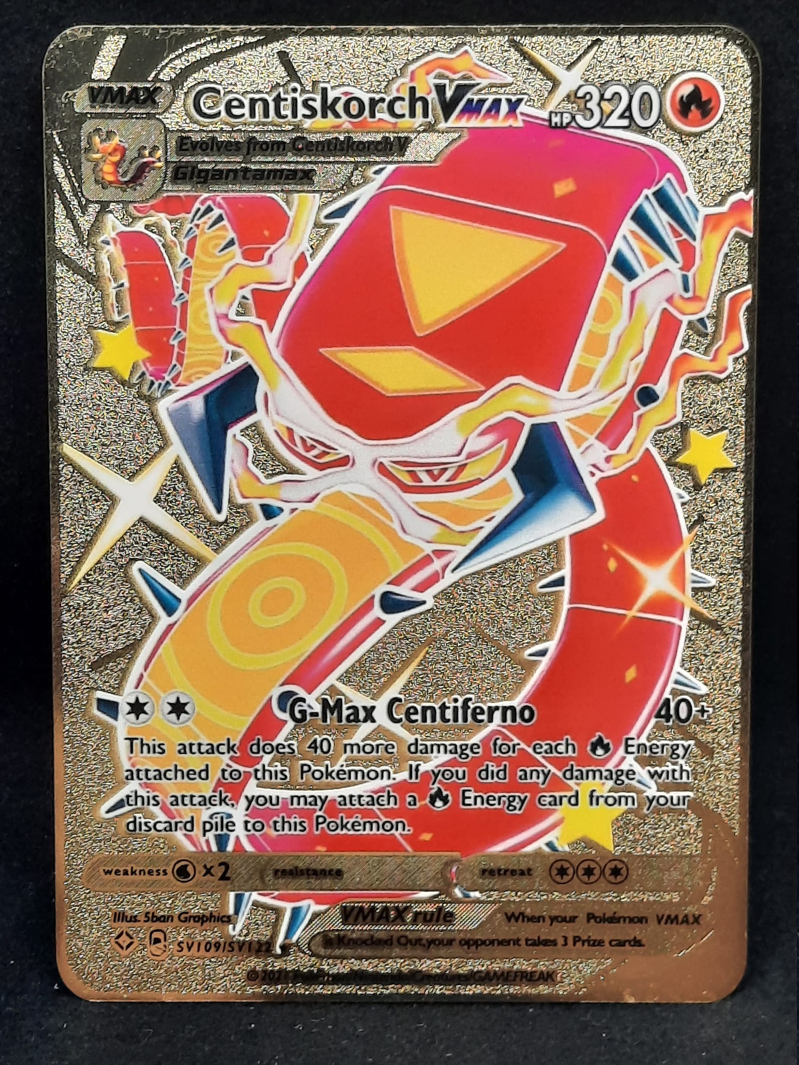 Centiskorch VMAX Gold Metal Pokemon Card - Etsy
