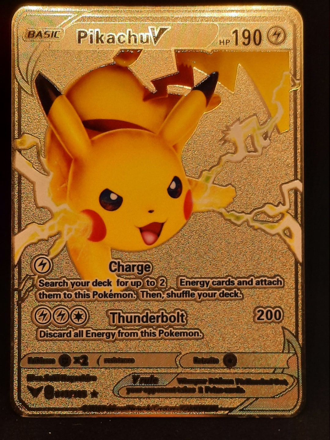 Pikachu V Gold Metal Pokemon Card - Etsy