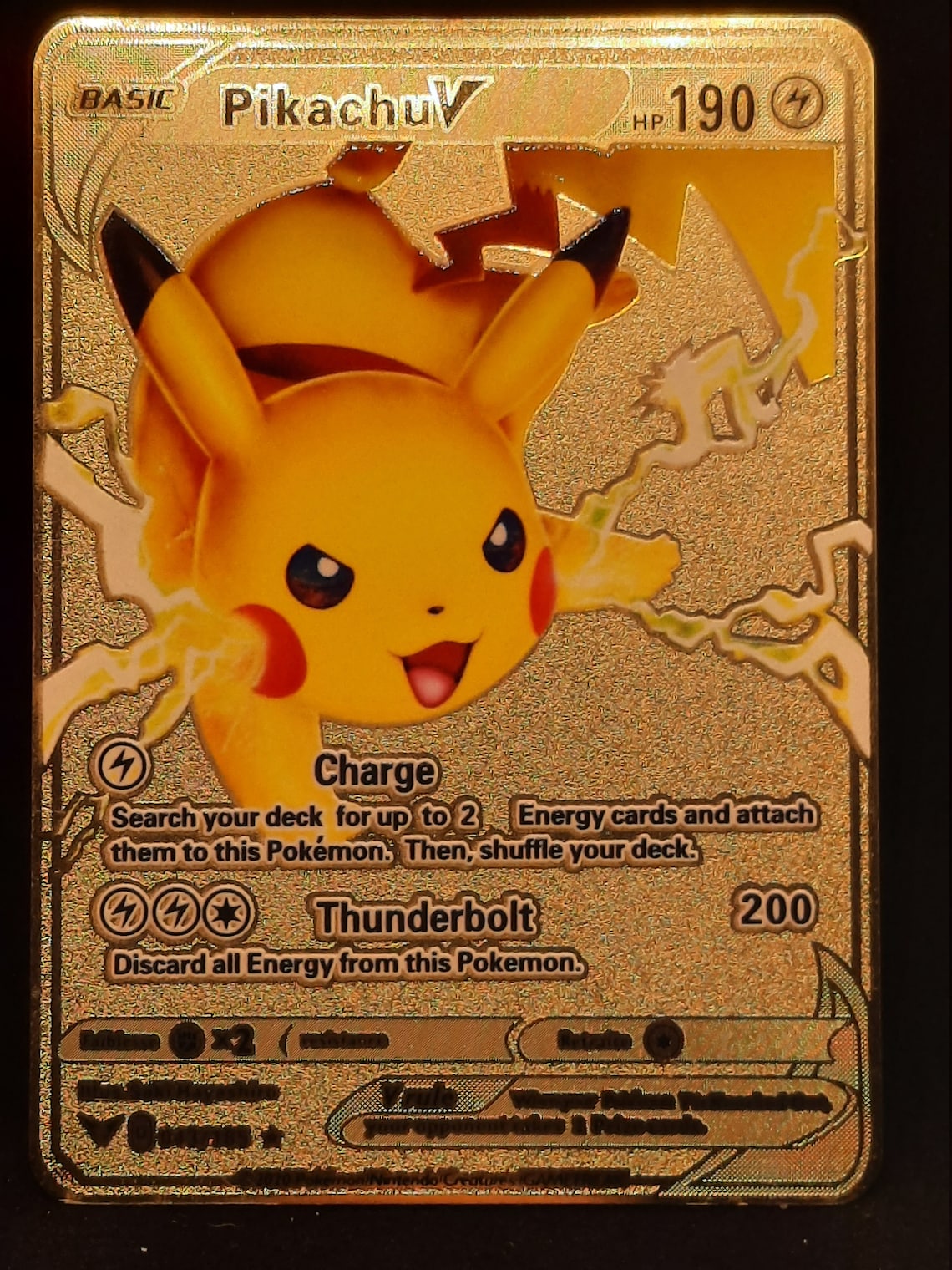 Pikachu V Gold Metal Pokemon Card | Etsy