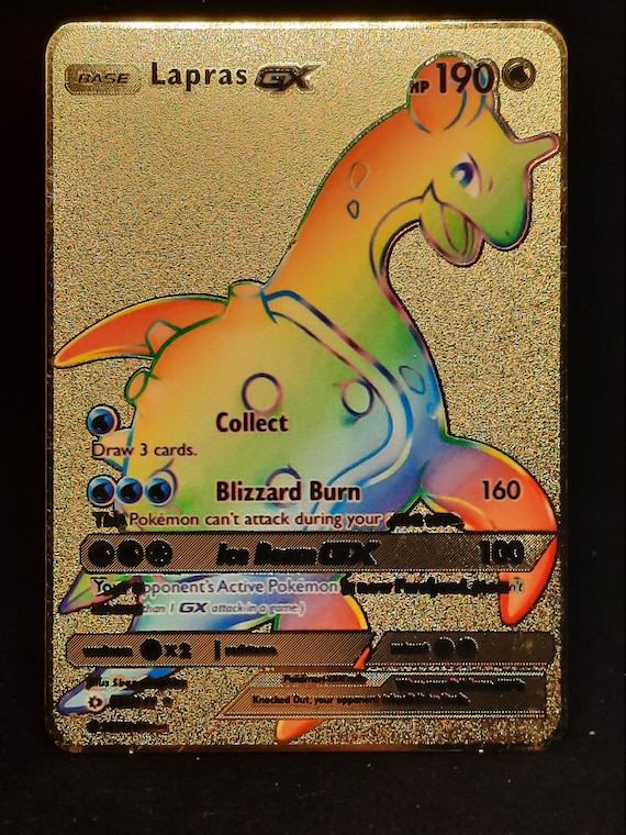 Lapras GX Rainbow Gold Metal Pokemon Card | Etsy