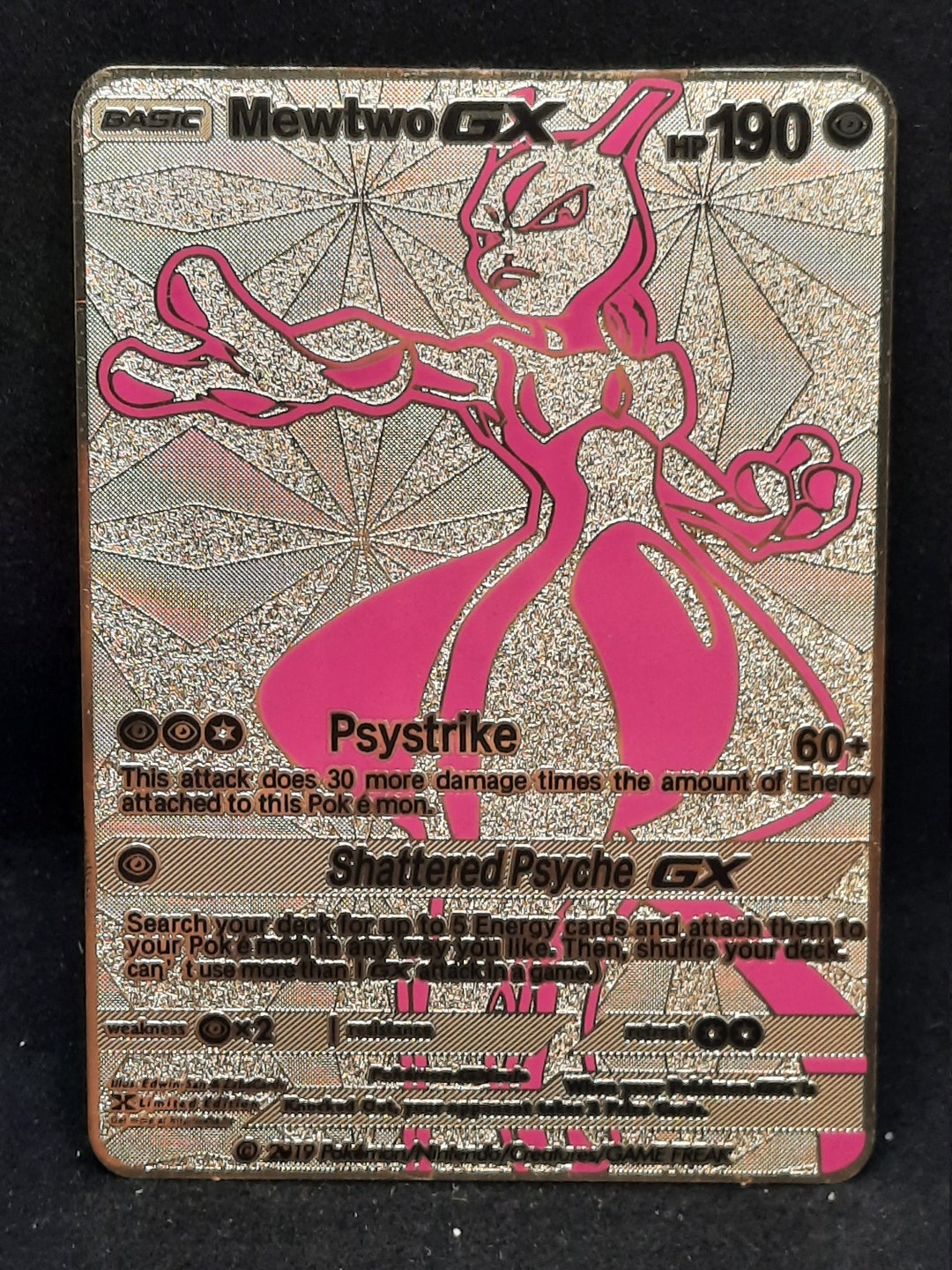 Mewtwo GX Full Art Gold Metal Pokemon Card - Etsy
