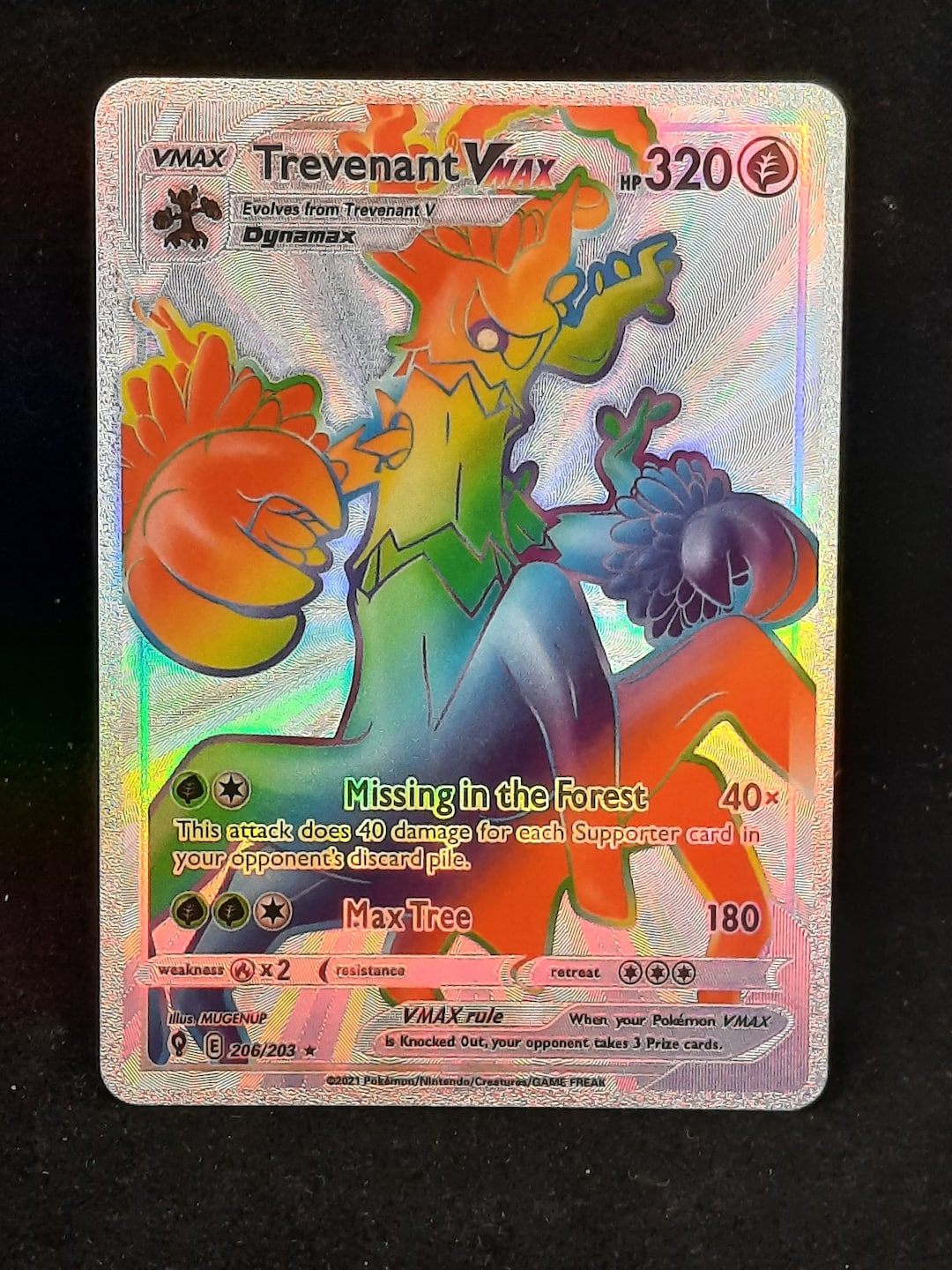 Trevenant VMAX Rainbow Shiny Holographic UV Printed Plastic Card - Etsy