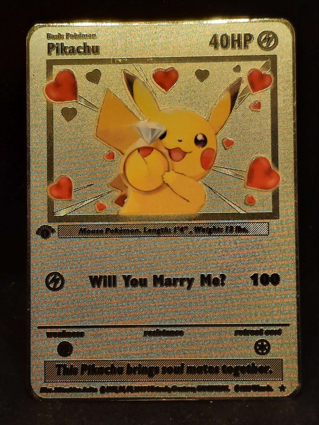Pikachu Will You Marry Me? Romantic Proposal Gift Gold Metal Pokemon ...