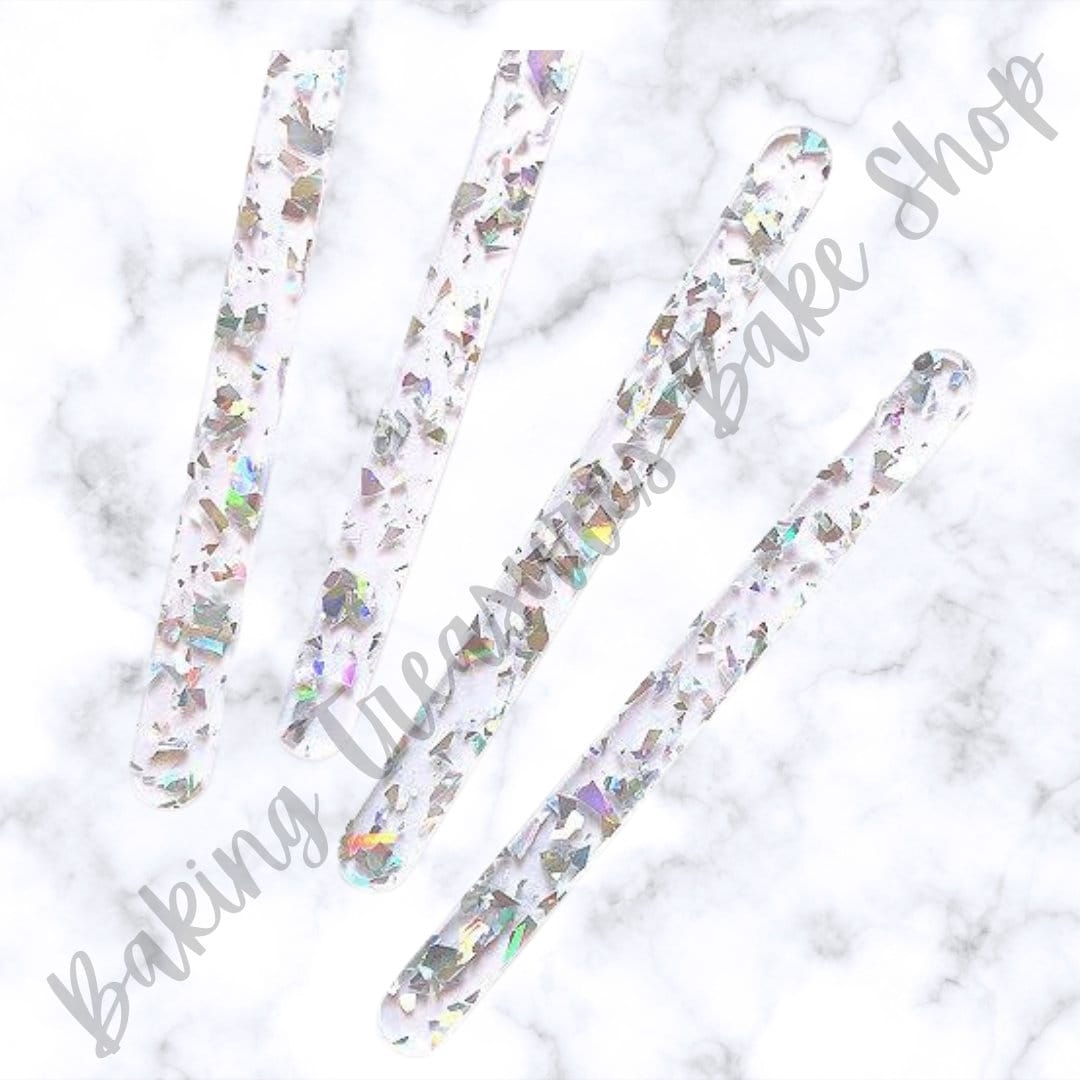 Flake Glitter Acrylic Popsicle Sticks Silver - Etsy