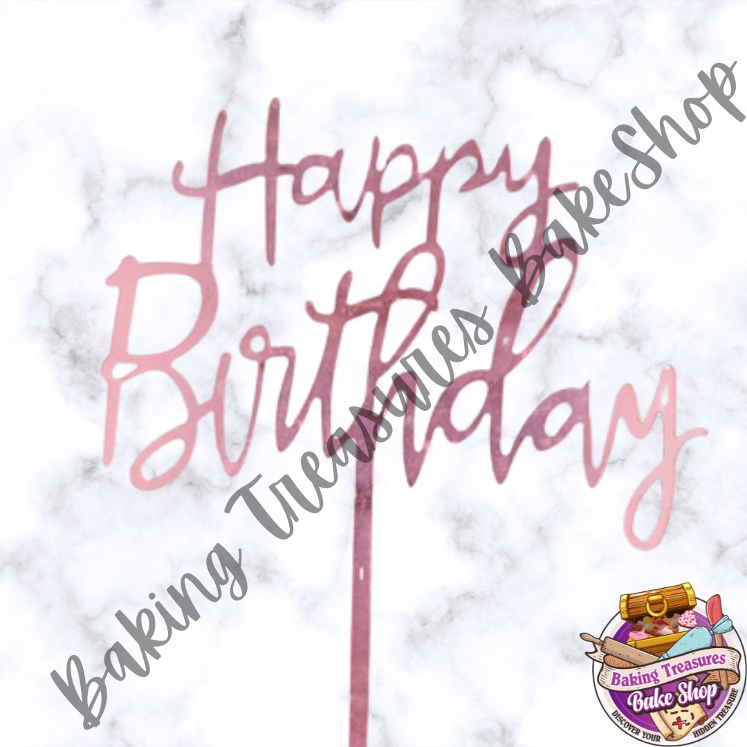 Happy Birthday Pink Cake Topper - Etsy