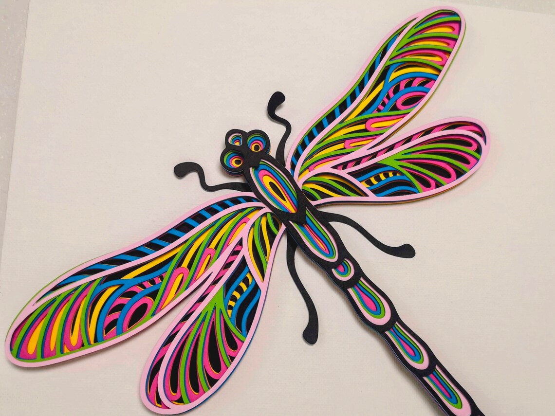 3d Dragonfly Svg Layered Dragonfly Svg Dragonfly Svg File Etsy