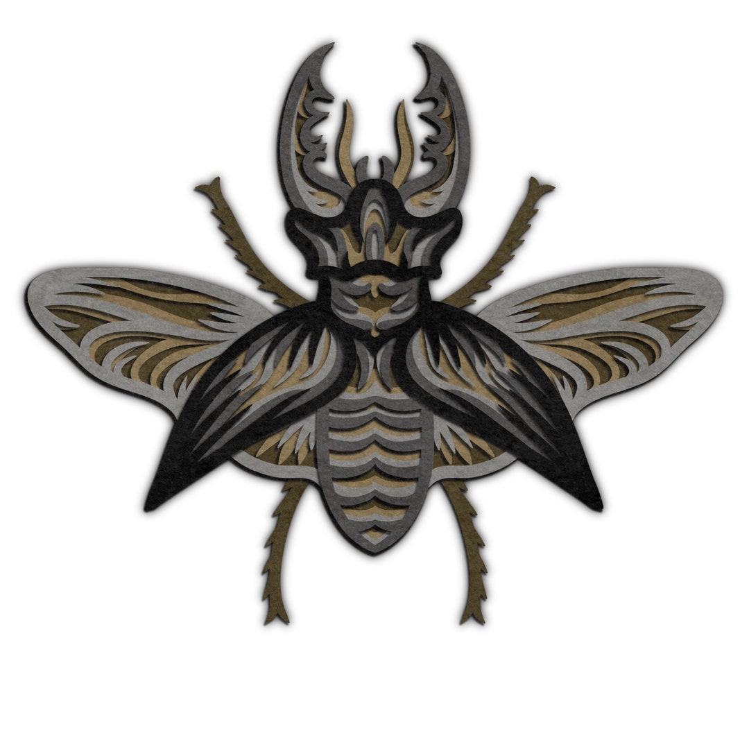 3D Stag Beetle Insect SVG Layered Cut File, Multilayer Scarab Beetle ...
