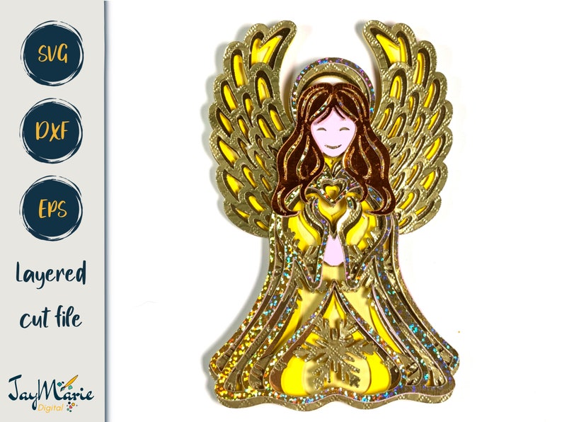 3D Christmas Angel SVG File Layered Cut File for Cricut - Etsy