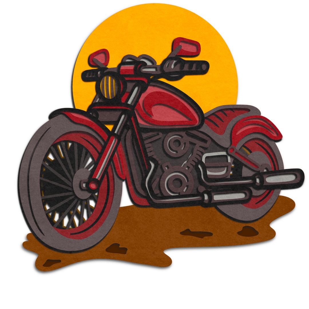 3D Vintage Motorcycle SVG Layered Cut File for a Biker. Multilayer ...