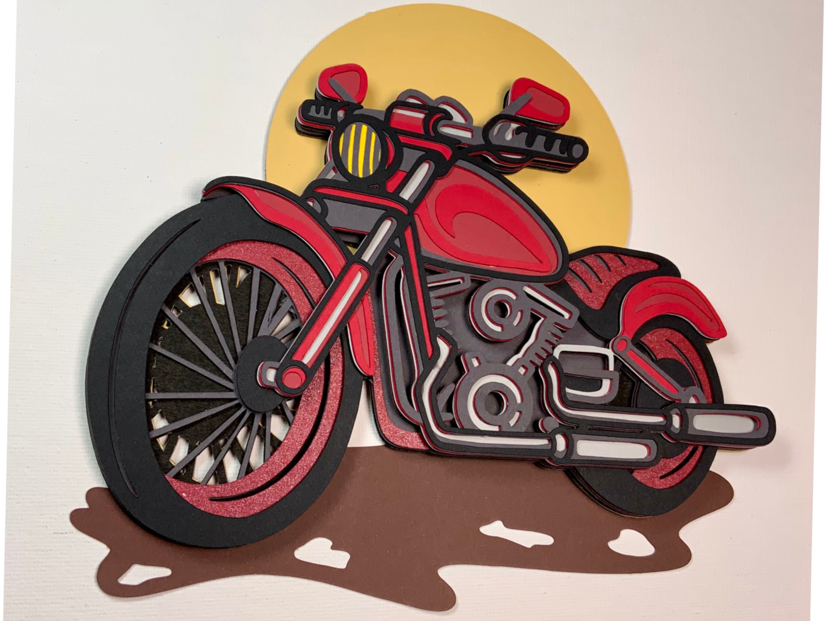 3D Vintage Motorcycle SVG Layered Cut File for a Biker. - Etsy UK